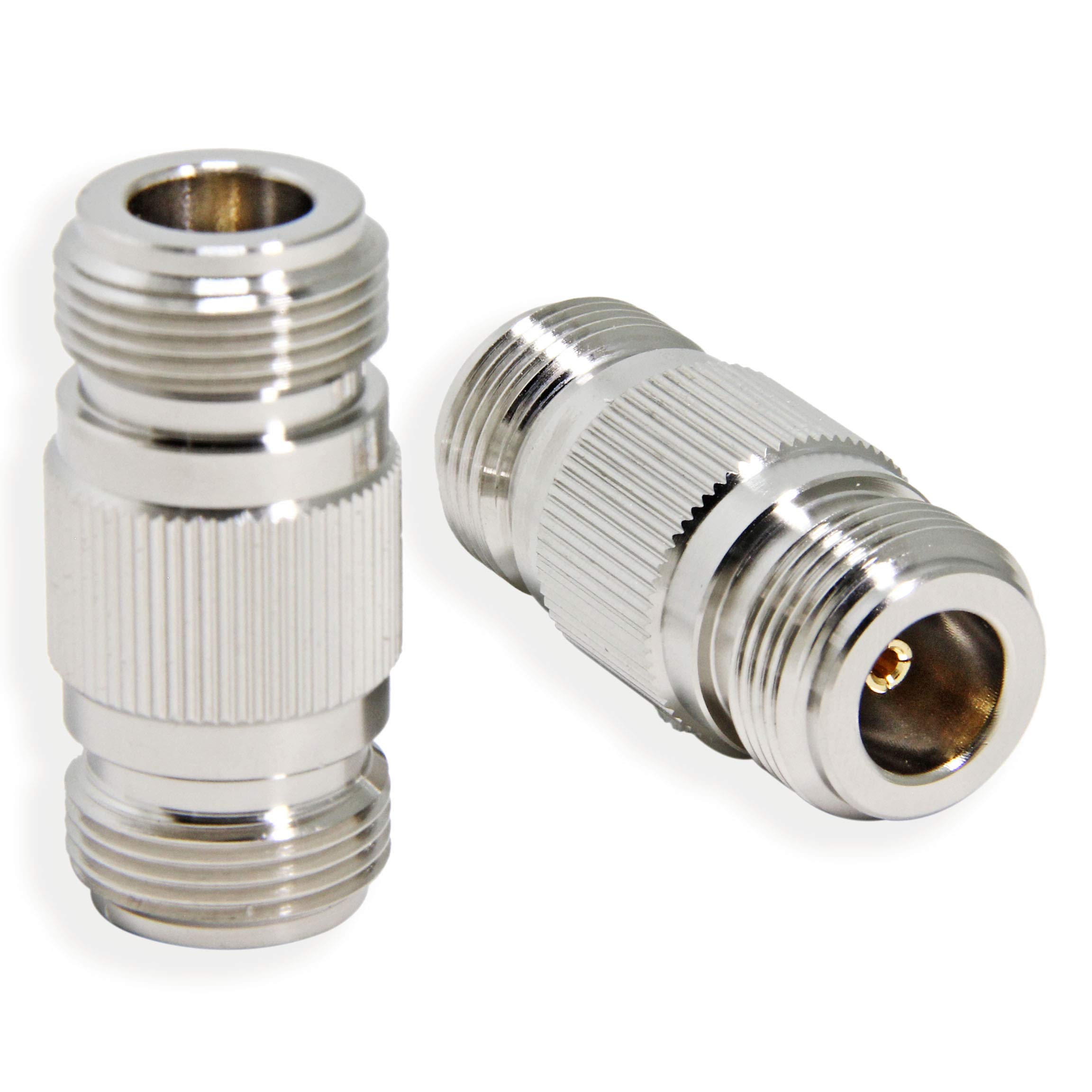 N Female to N Female, 2-Pack N Barrel Coupler Adapter, 50 Ohm Double Female Connector for Wilson Cell Booster, WiFi Antenna, CB Radio, Analyzer