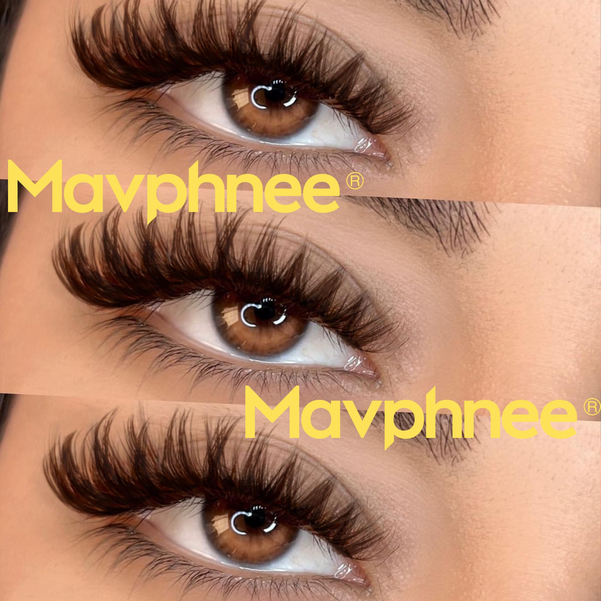 Brown Lash Clusters 100 Pcs Natural Wispy Eyelash Extensions 8-16MM Mixed Lengths DIY False Lashes CC Curl Brown Cluster Lashes Pack by Mavphnee