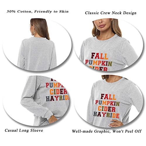 BLANCHES It's Just A Bunch of Hocus Pocus T-Shirt Women Sweatshirt Halloween Sanderson Sisters Long Sleeve Pullover Tops Gray