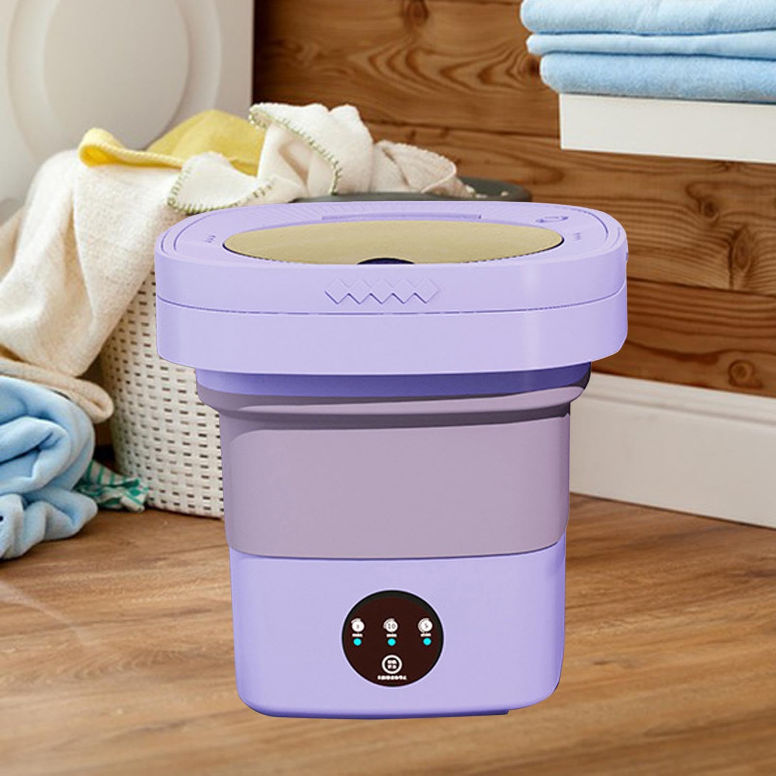 Bothyi Foldable Mini Washing Machine Portable Washing Machine Automatic Space Saving Small Washer Mini Washing Machine for Apartments Camping Socks, violet