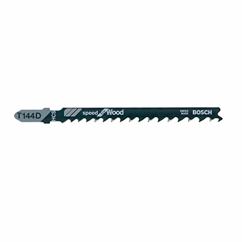 BOSCH T144D 5-Piece 4 In.6 TPI Speed for Wood T-Shank Jig Saw Blades