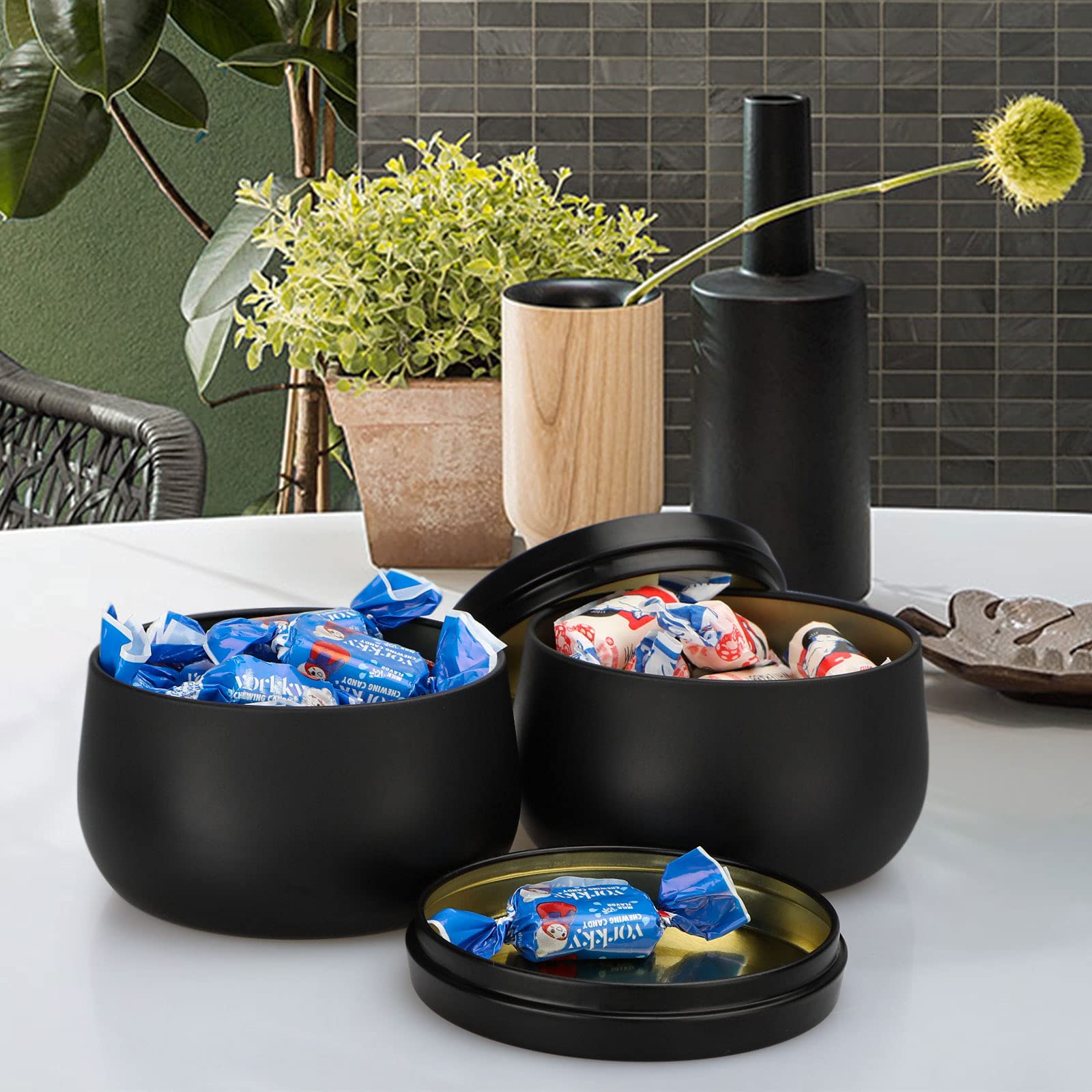Candle Tin Cans 24 Pieces,Candle Containers Candle Jars with Lids, 8 oz, for Candles Making, Arts & Crafts, Storage, and Gifts, Black