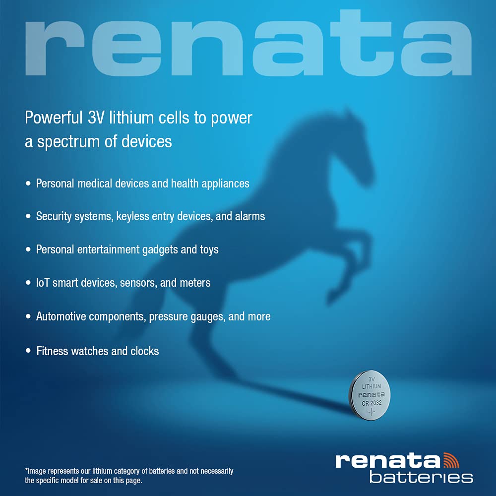 Renata Batteries Twin Pack CR2032 Coin Cell Battery, 2 PCS