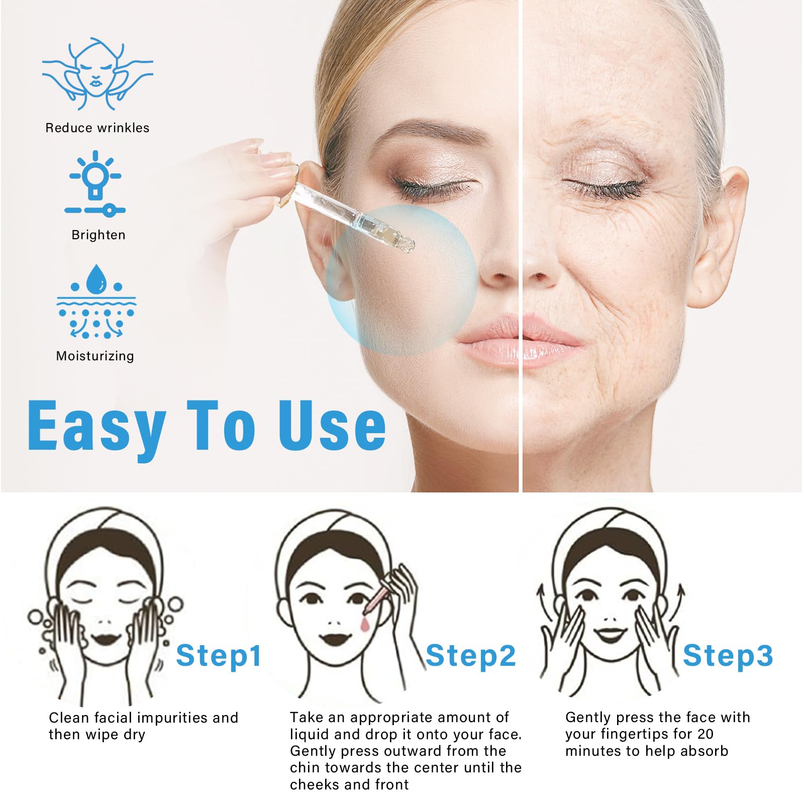 Botox Face Serum, Botox Stock Solution Facial Serum with Vitamin C & E, Instant Face Lift & Anti Aging Serum, Boost Skin Collagen, Reduce Fine Lines, Wrinkles, Plump Skin