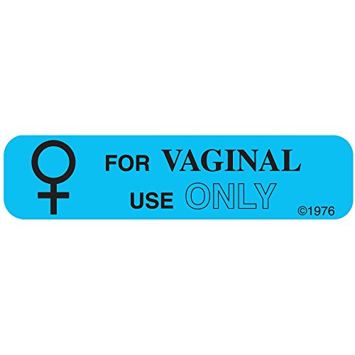 PHARMEX 1-72G Permanent Paper Label, Vaginal USE ONLY", 1 9/16" x 3/8", Blue (500 per Roll, 2 Rolls per Box)