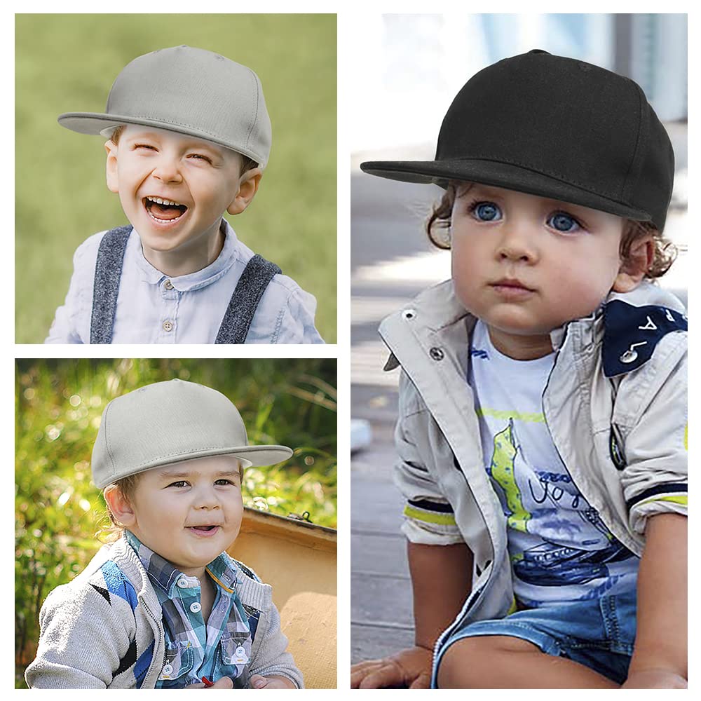 LAPI.ZAPI 2 Pack Toddler Baseball Hat for Boys Girls Snapback Cap Adjustable Cotton Dinosaur Hats Kids 1-5 Years (2-5 Years, 2pack Black & Grey)