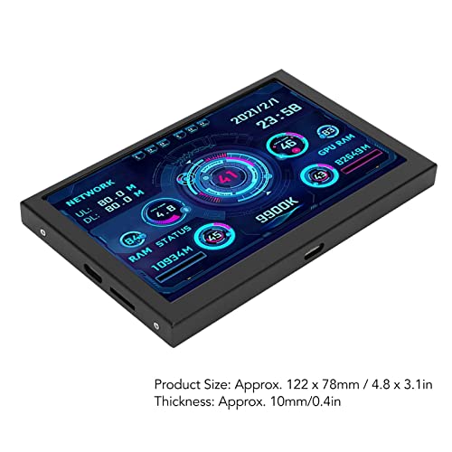 Cryfokt PC Temperature Display, PC CPU Data Monitor 5in IPS Horizontal Vertical Switching for Office