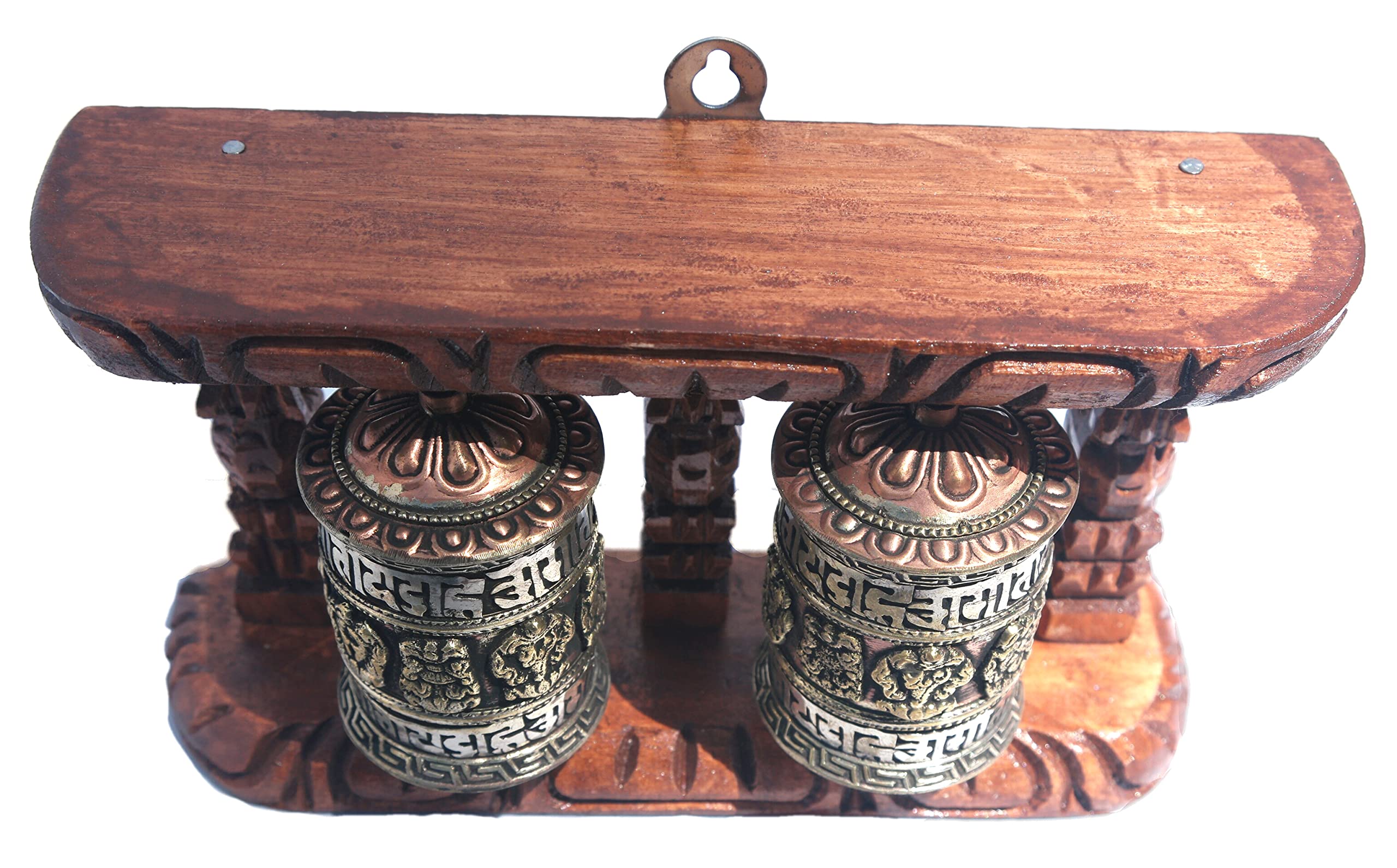 mytibetshop Tibetan Prayer wheel, Om mane prayer wheel, Multi Prayer Wheel, wall mount prayer wheel, Prayer wheel with wood frame , hand made by Himalayan artisan in Nepal