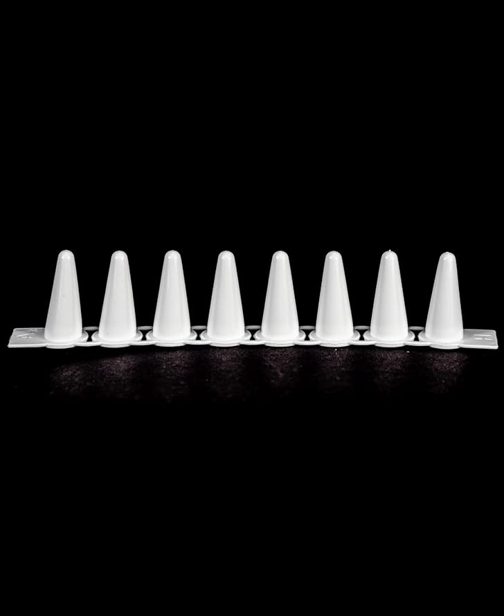 CryoKing 0.1ml 8-Strip White PCR Tubes, Tubes with Flat Caps, 125 Sets/Pack, Ultra Thin Wall PCR Reaction Tubes, Polypropylene Microcentrifuge Tube, DNase/RNase Free