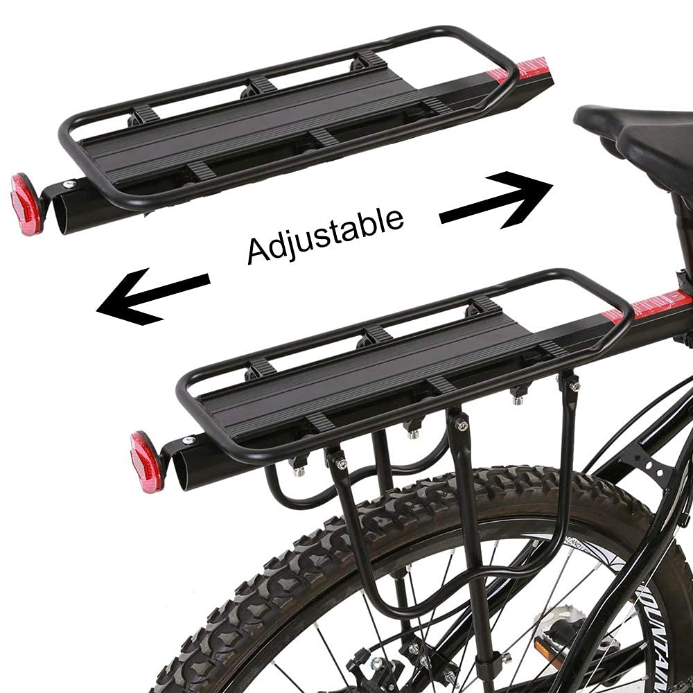 Bike Rear Rack, Aluminum Alloy Bike Rear Seat Luggage Shelf Rack Carrier Racks Quick Release Adjustable Cargo Carrier, 25kg Maximum Bearing