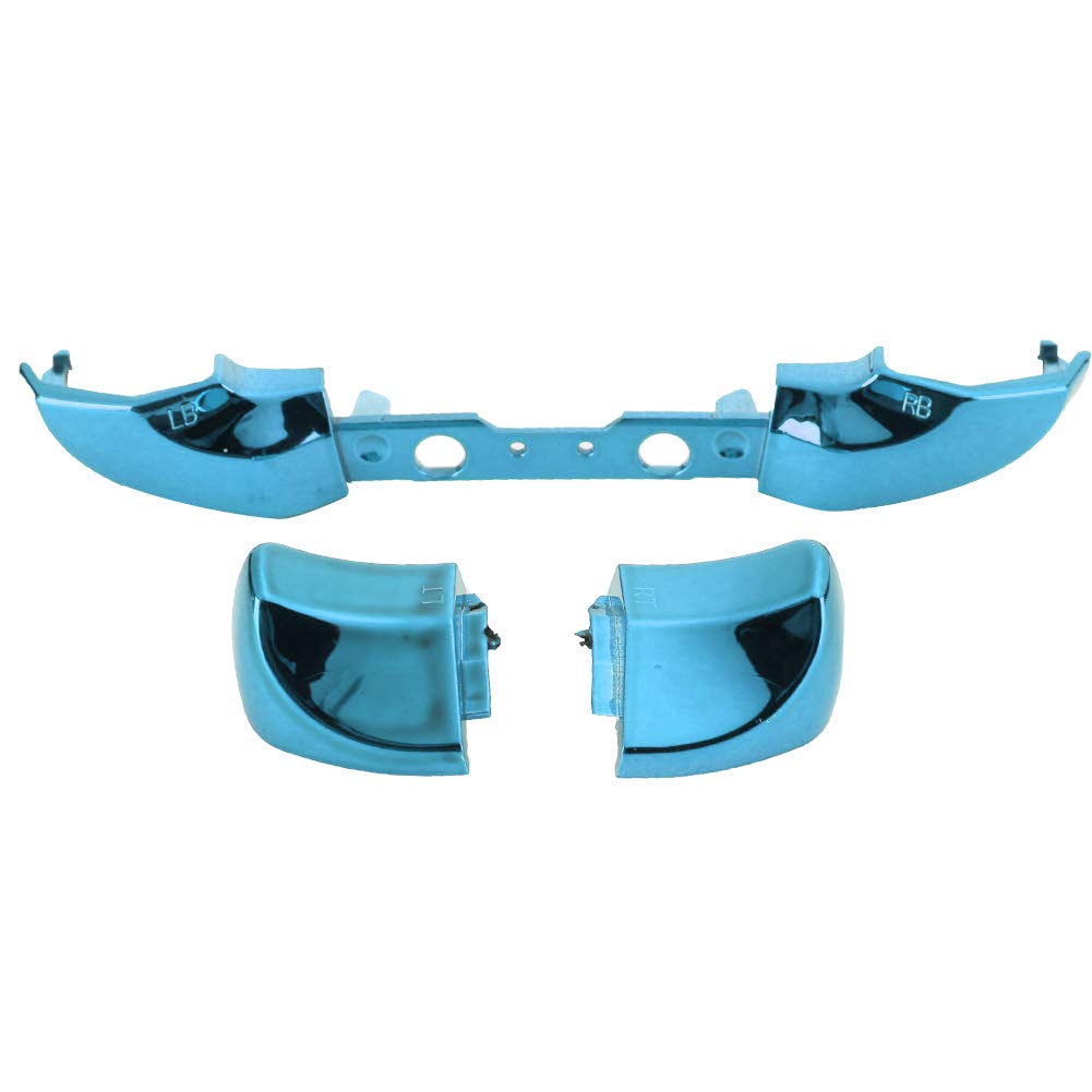 Joystick for Xbox, Gamepad Electroplating Buttons for Xbox One Slim Controller Gamepad Replacement Kit with Mushroom Cover Cross Shaped Left/Right Bumper Baffle,etc(Blue)