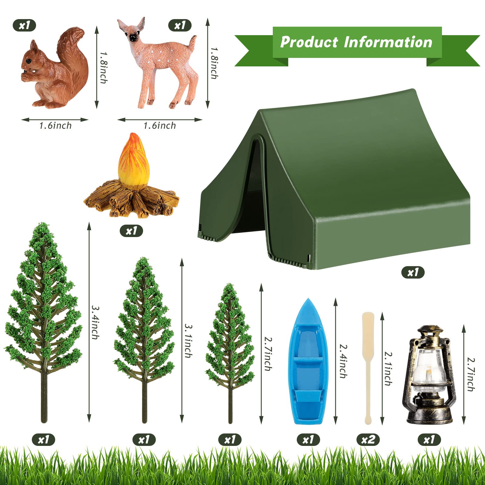 Yookeer 11 Pcs Camping Cake Topper Fireside Camp Decor Set Fireside Camp Christmas Cake Topper Camping Themed Cake Topper Camping Cake Decoration for Forest Theme Birthday Party Supplies(Fresh Style)