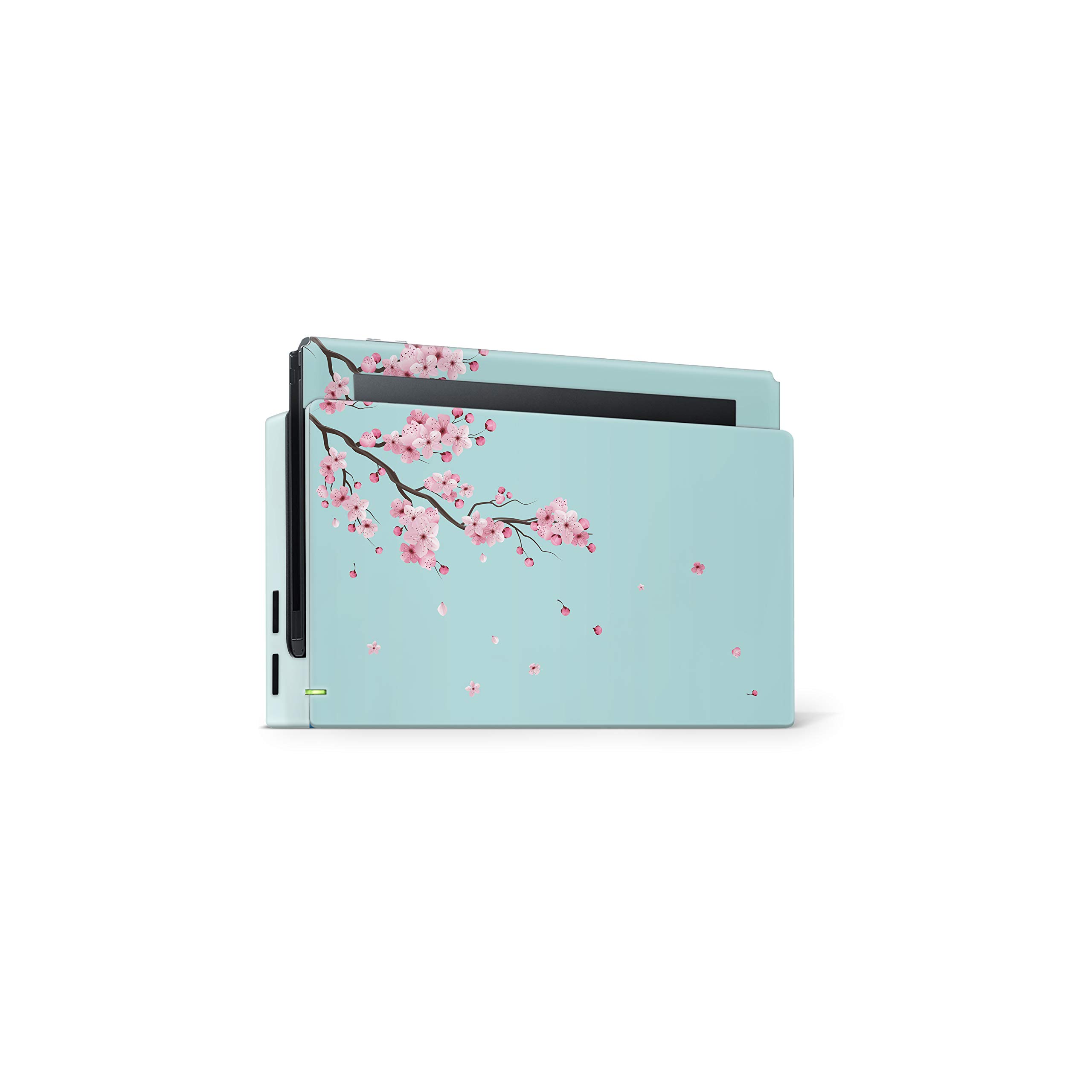 Tacky Design Sakura Blue Skin Compatible with Nintendo Switch Skin Wrap Cover, Blossom Flowers Skin for Nintendo Switch Stickers, Premium Vinyl 3M Full Wrap Decal.