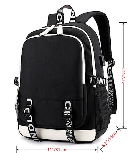 FSRONGXI 17Inch Bankugo Backpack Toga Laptop Backpacks Large Casual Daypack Anime Backpack with USB Charging Port (A)