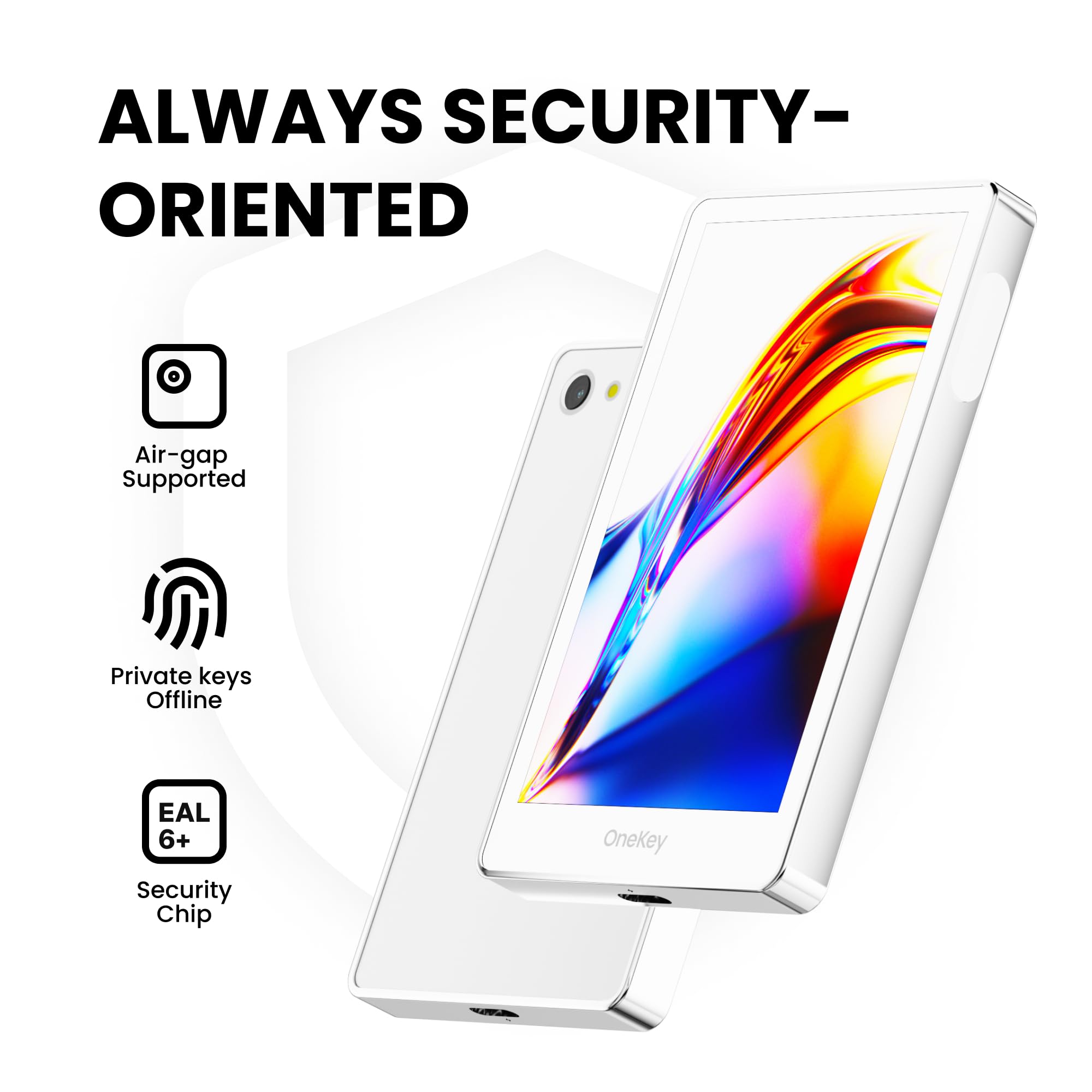 Crypto Hardware Wallet OneKey Pro - 4 EAL 6+ Highest Security Chips, 5000+Coins & NFT, Anti-Tamper 3.5" TouchScreen, HD Camera & Bluetooth, Fingerprint Unlock, Cold Storage for BTC, ETH, SOL, BNB...