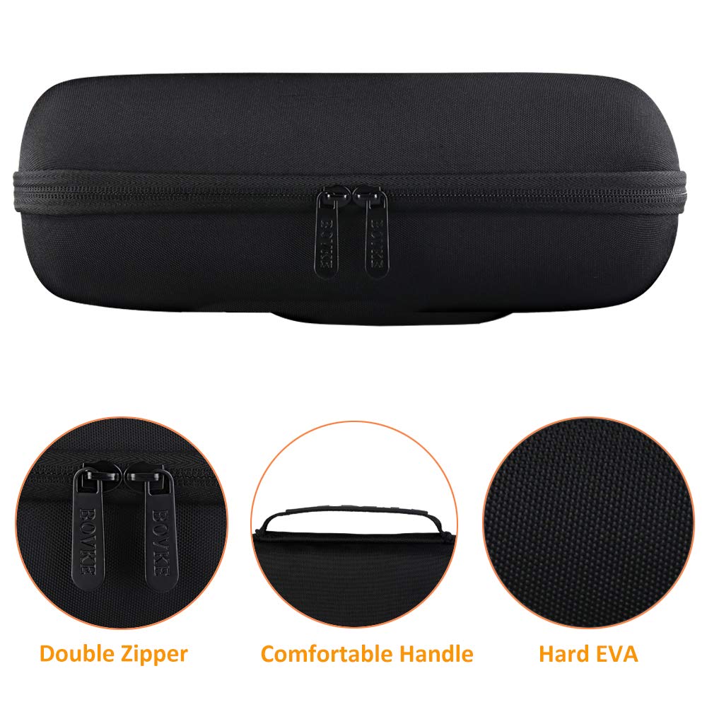 BOVKE Hard Travel Case Replacement for JBL Charge 5 Waterproof Portable Bluetooth Speaker, Extra Mesh Pouches for USB Cables and Charger Accessories, Black