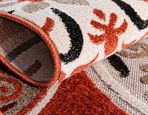 Unique Loom Outdoor Modern Collection Area Rug (4' 1" x 6' 1" Rectangle, Terracotta/ Burgundy)
