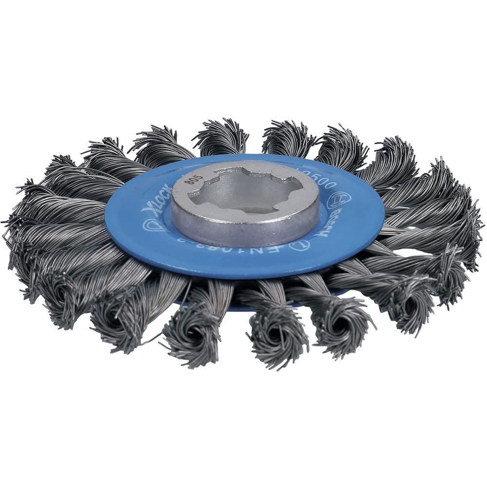 Bosch X-LOCK 2608620731 Wire Brush, 4.5 inches (115 mm) Diameter, Beveled Shape, Iron 0.02 inches (0.5 mm) Twist, 1 Piece