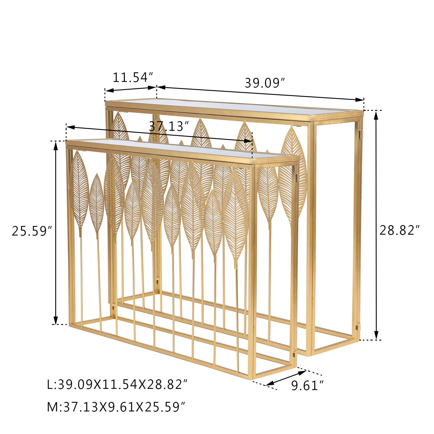 Joveco Console Table Set of 2- Gold Thin Sofa Table- Metal Slim Console Tables Behind The Sofa Couch- Modern Narrow Accent Sofa Tables for Entryway Living Room Hallway and Bedroom