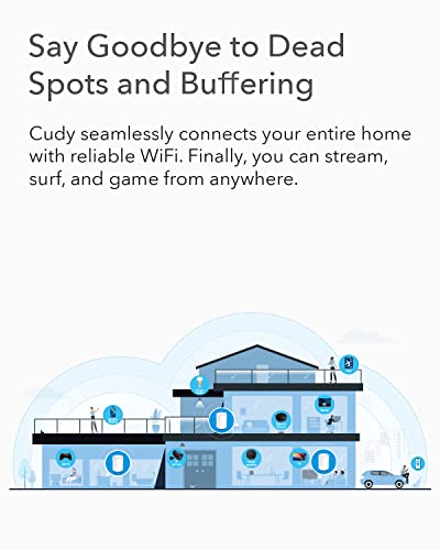 Cudy M1200 3-Pack AC1200 Whole Home Mesh WiFi System, 2.4GHz 5GHz Dual Band WiFi Router, Range Extender and Router, VPN, IPv6, DDNS