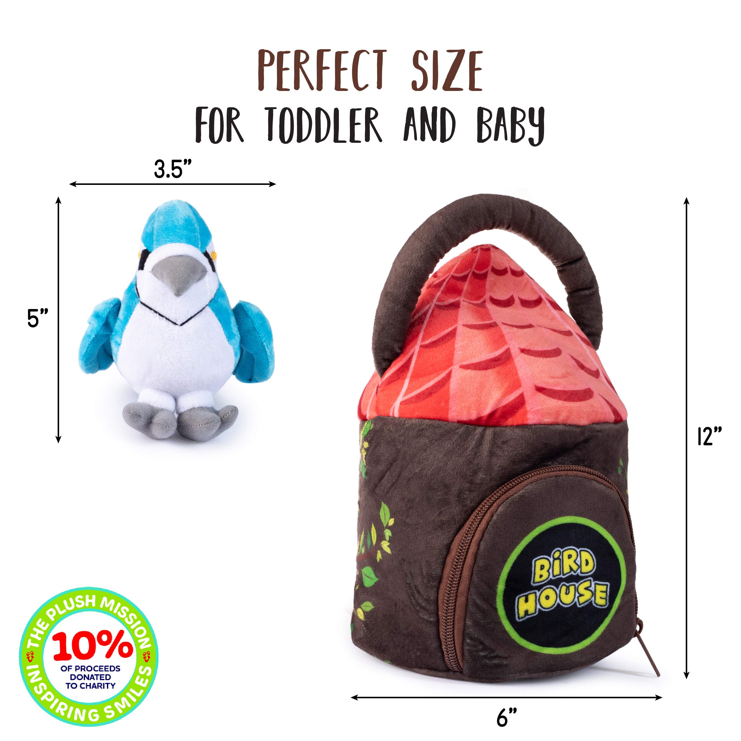 Talking Plush Audubon Birds | Audubon Stuffed Bird | Talking Bird Toy | Audubon Bird Stuffed Animals | Plush Birds with Authentic Sound | Includes 4 Talking Birds | Plush Bird House Shaped Carrier
