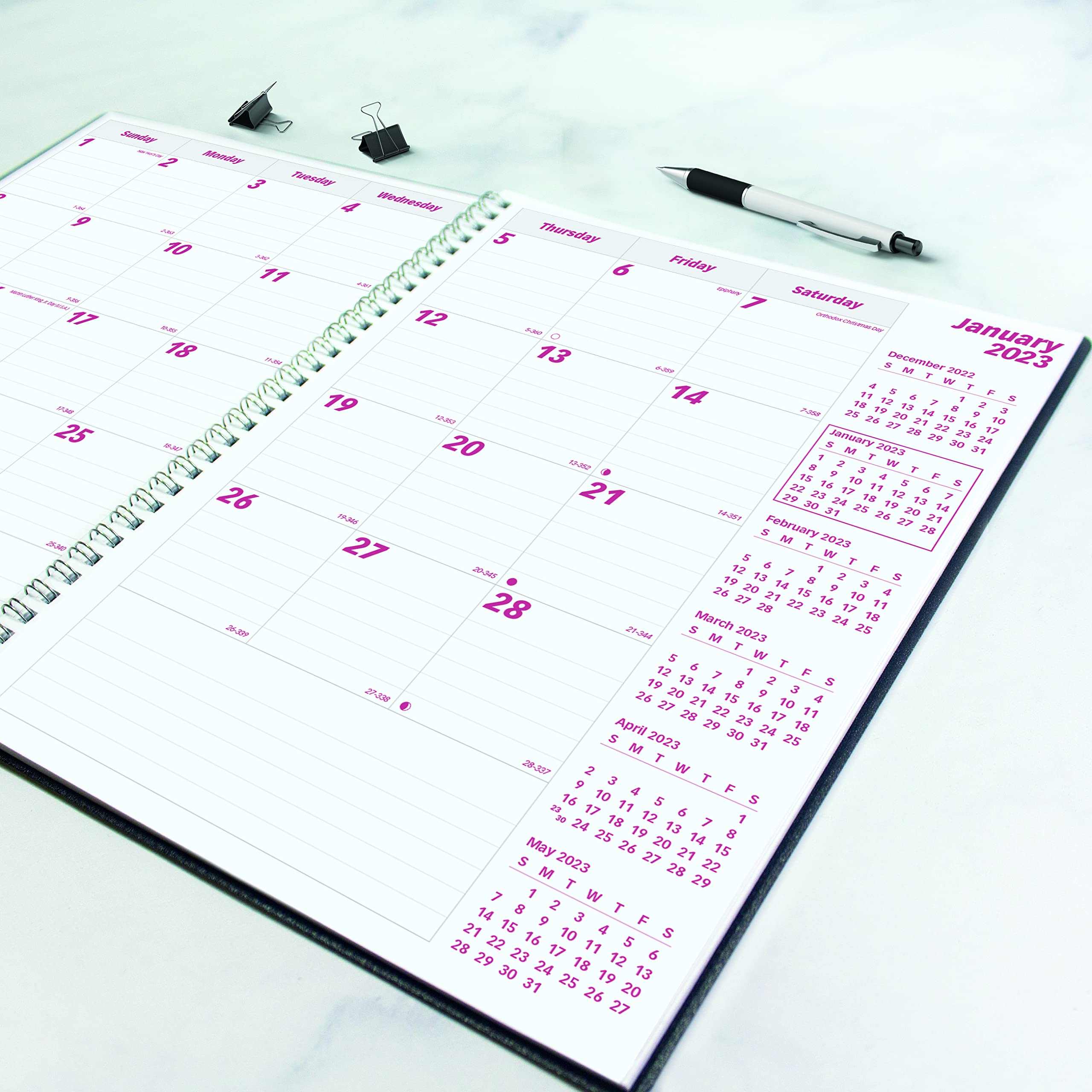 Brownline 2023 DuraFlex Monthly Planner, 14 Months, December 2022 to January 2024, Twin-Wire Binding, 11" x 8.5", Black (CB1262V.BLK-23)