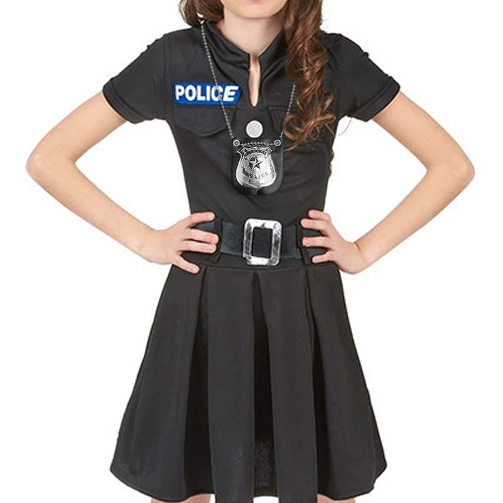 Joy Join Kids Police dress up Accessories Pretend Play Special Police Badge with Chain(Black)