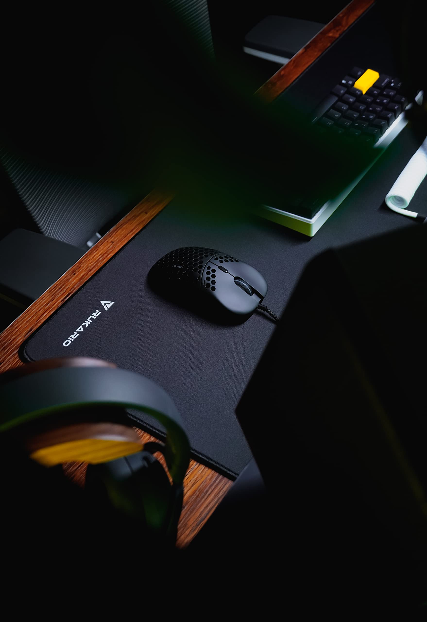 Rukario Ronin X PC Gaming Mouse (Shadow Black, Wired) - Ultra Lightweight Symmetrical Honeycomb Shell | RGB Led | PTFE Glides | Pixart 3360 Sensor | 6 Buttons | Weight 63G | Adjustable Settings