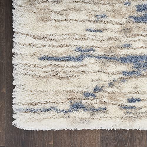 Nourison Luxurious Shag Modern & Contemporary Light Blue Grey 6'7" x 9'2" Area -Rug, Easy -Cleaning, Non Shedding, Bed Room, Living Room, Dining Room, Kitchen (7x9)