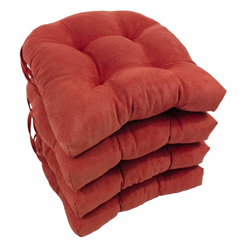 Blazing Needles 16-inch U-Shaped Indoor Microsuede Chair Cushions (Set of 2, 4, or 6) Cardinal Red Set of 4
