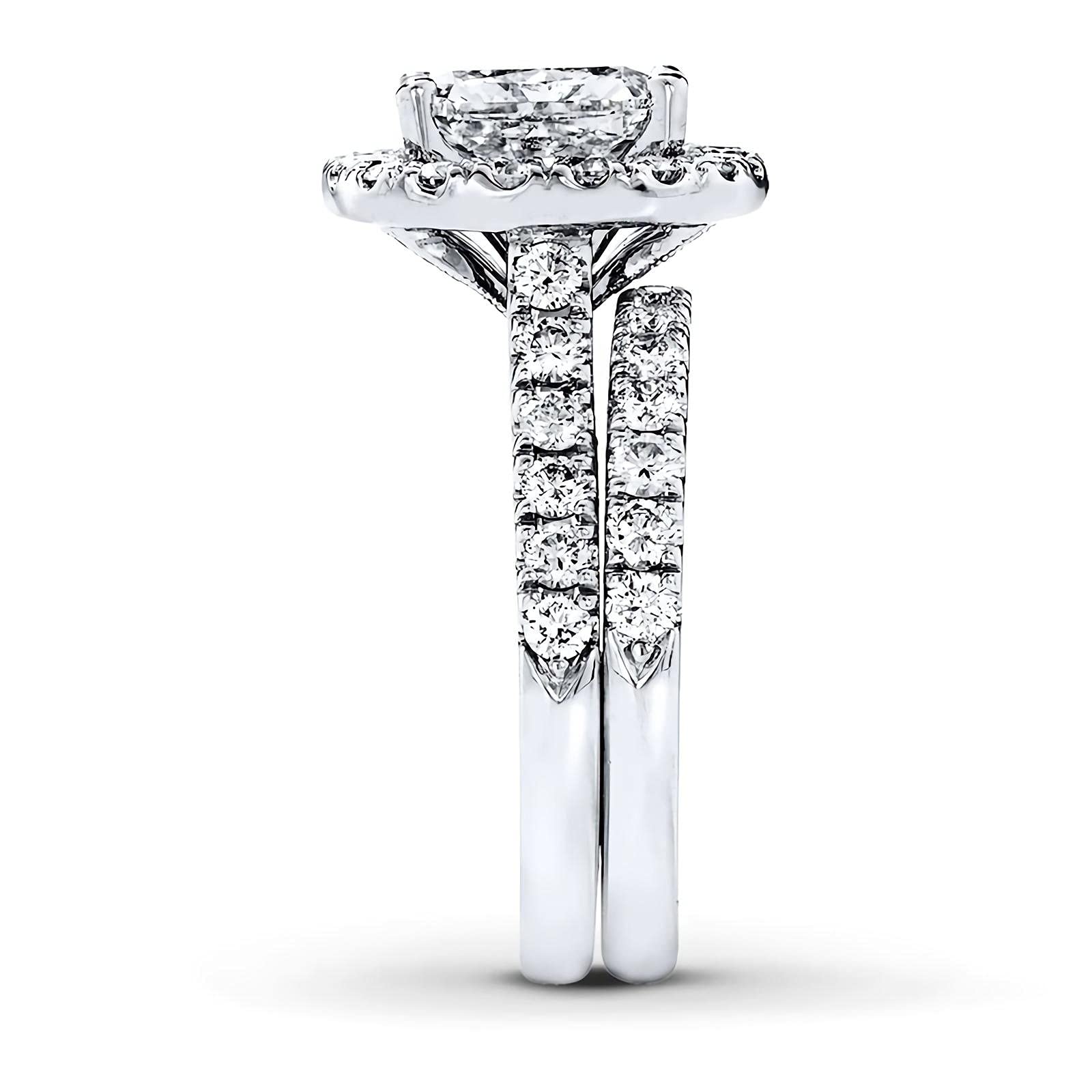 Bridal Set 3-1/3 CT Radiant Cut Moissanite Engagement Rings for Women 18k White Gold Size 8.5 Free Engraving