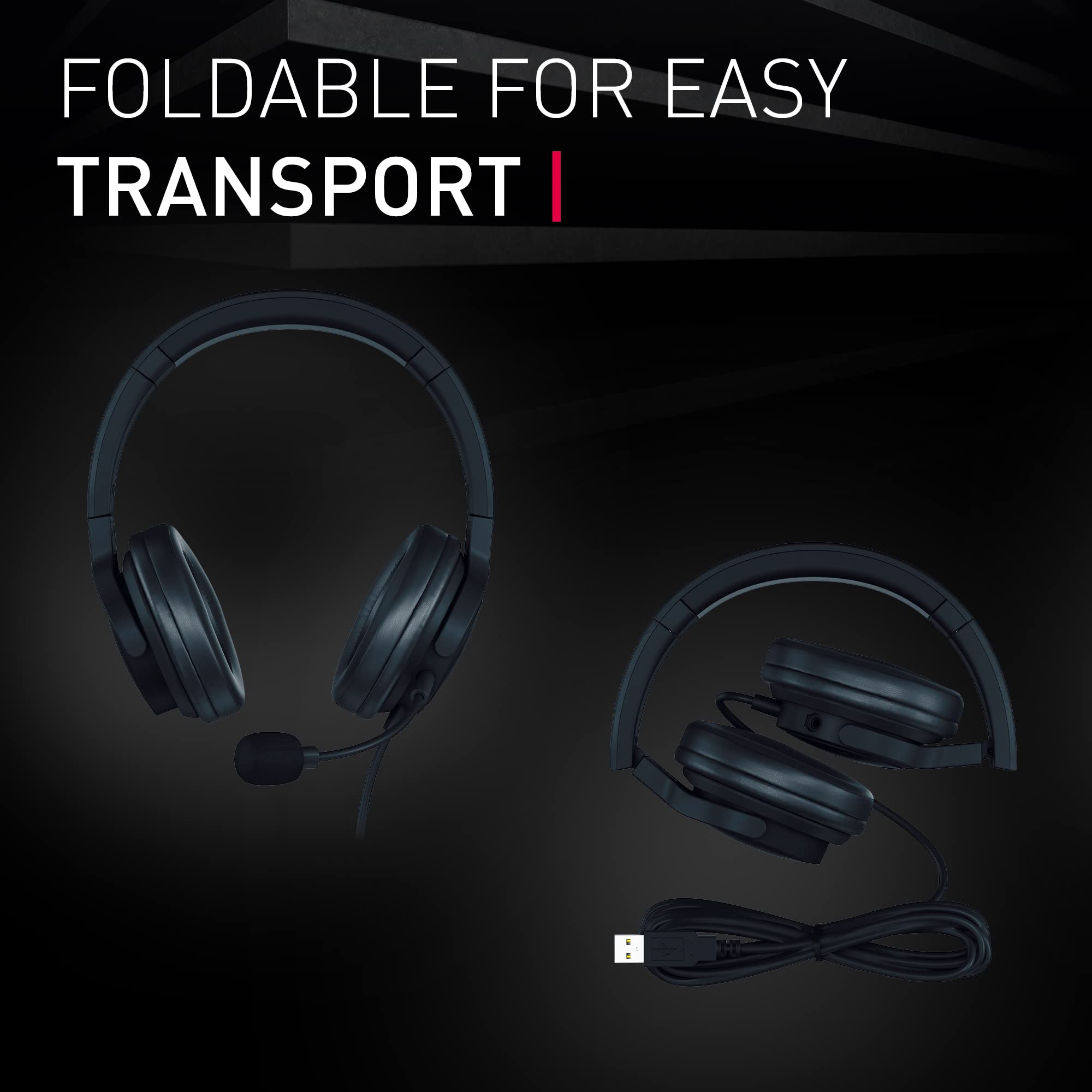 Cherry HC 2.2 Wired Headset for Gaming & Multimedia USB 7.1 Surround Sound Detachable Microphone Black 7 Foot Long Cord.