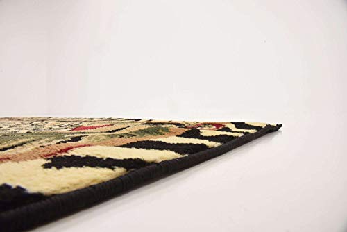 Unique Loom Wildlife Collection Animal Inspired with Cheetah Bordered Design Area Rug, 5 ft x 8 ft, Ivory/Black