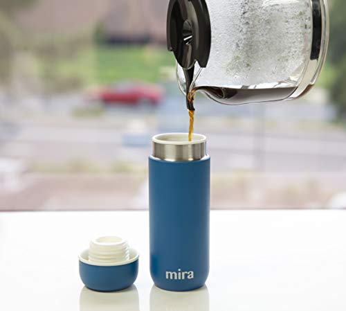Mira 7 oz Insulated Small Thermos Flask | Kids Vacuum Insulated Water Bottle | Leak Proof & Spill Proof | Blue Denim