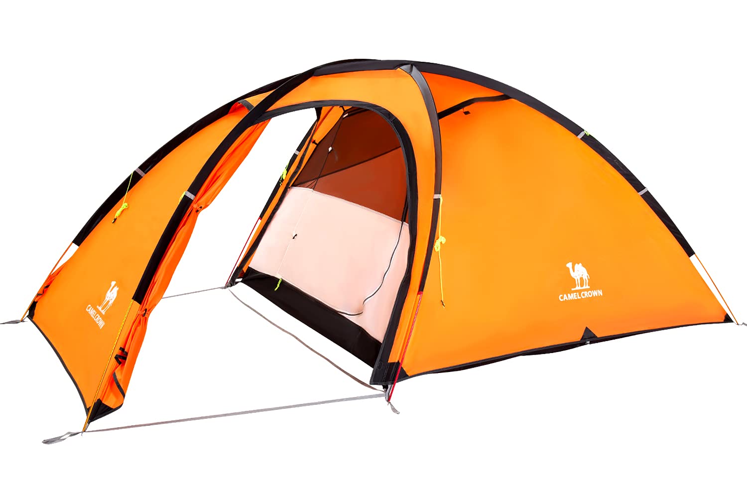 CAMEL CROWN 2-Person-Camping-Tents, Waterproof Windproof Tent with Front Hall, Aluminum Pole, Easy Set Up, Portable with Carry Bag, for All Seasons