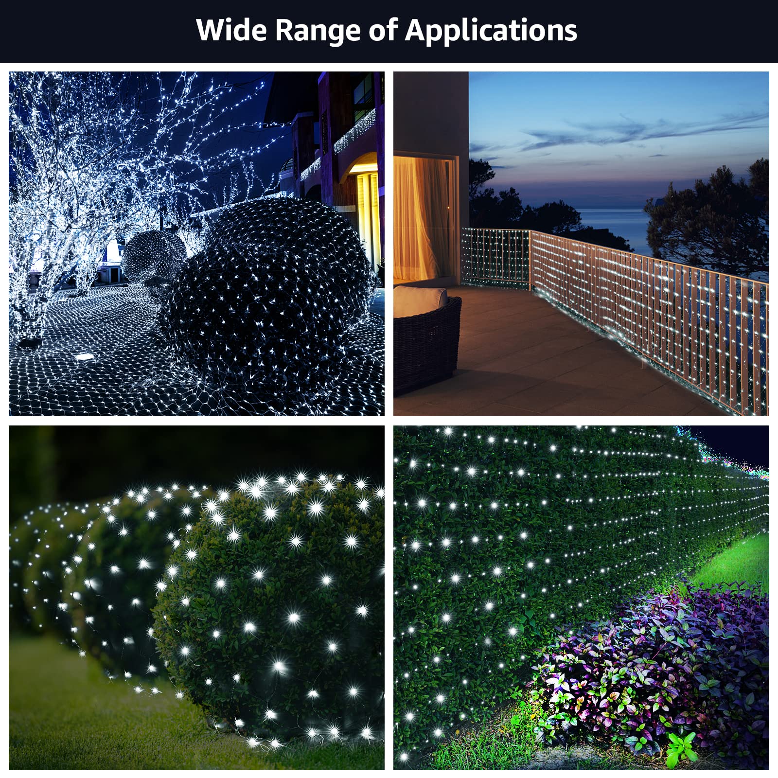 BlcTec Christmas Net Lights 200 LED 8.2ft x 4.9ft Outdoor Christmas Bush Lights with 8 Modes, Timer, Connectable, Waterproof and Green Wire for Trees, Bushes, Christmas Decorations, Cool White