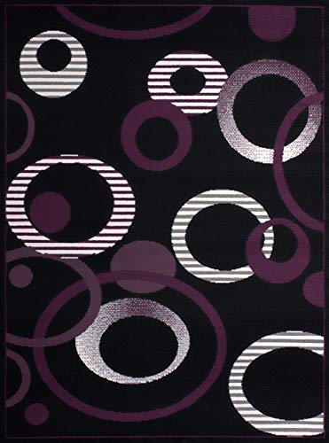 United Weavers Dallas Hip Hop Runner Rug ā Plum, 2x8 Runner, Modern Indoor Area Rug with Jute Backing, Circular Geometric Design