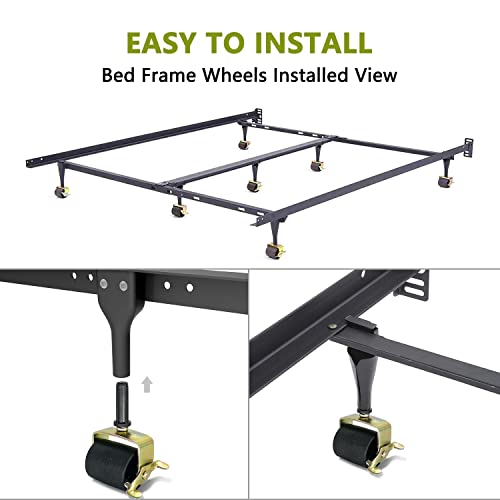 IRENPORU 6 PCS Bed Frame Wheels,Bed Rollers,Bed Casters,Heavy Duty Locking Metal Casters for Bed Replacement Parts, for Bed Frame Socket,Furniture