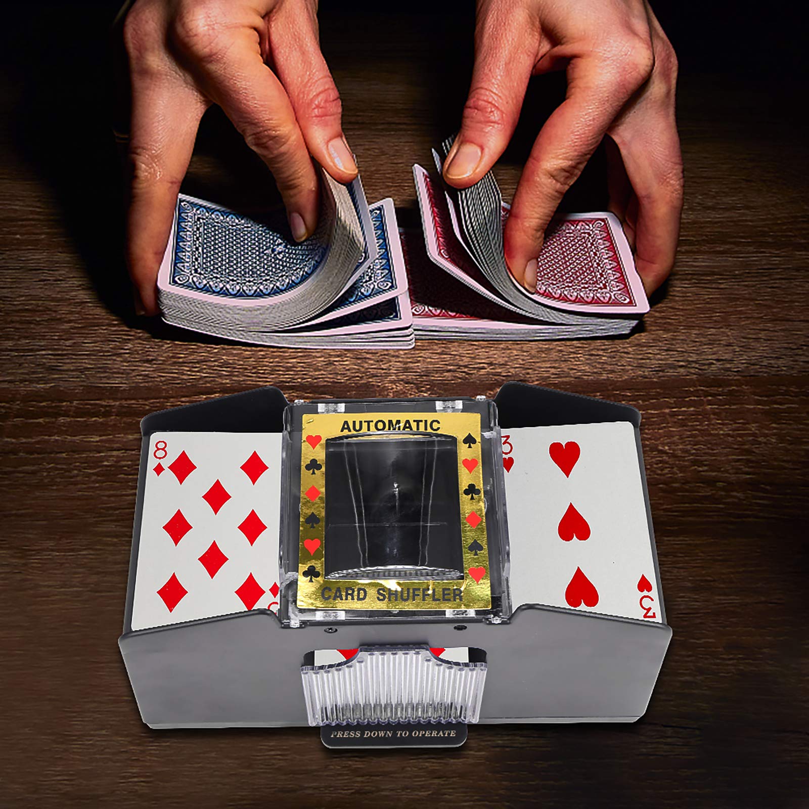 S SUNSBELL Automatic Card Shuffler for Five Crowns Card Game, Battery Operated Poker Shuffling Machine, Poker Card Shuffler, Card Shuffler 4 Deck Automatic for Poker, Blackjack