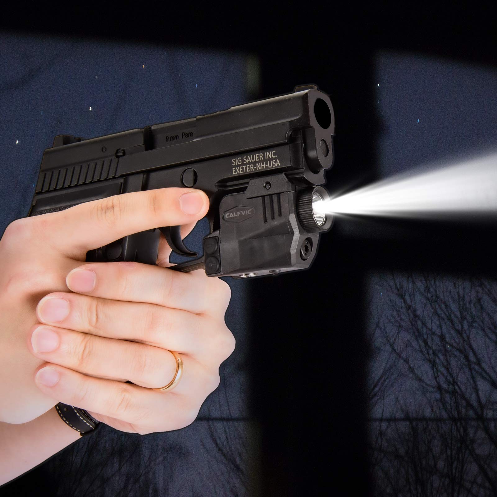 CALFVIC Pistol Light Laser Sight Gun Light Picatinny Weaver Rail with Magnetic Charging Quick Release Strobe Function Tactical 450 Lumens LED Laser Sights for Handguns Pistols Rifles
