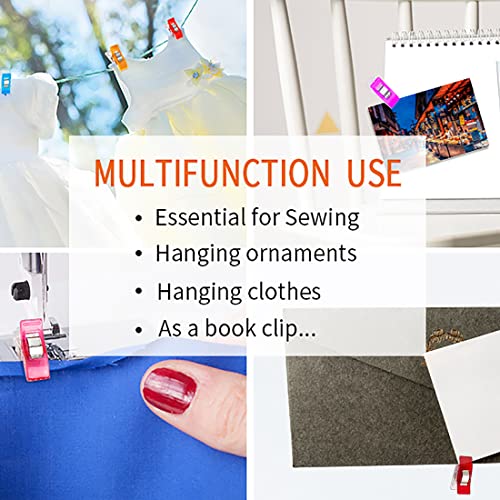 GMMA 50 Pcs Sewing Clips for Fabric Acrylic Multifunctional Quilting Clips,Quilting Supplies, Sewing Accessories and Supplies