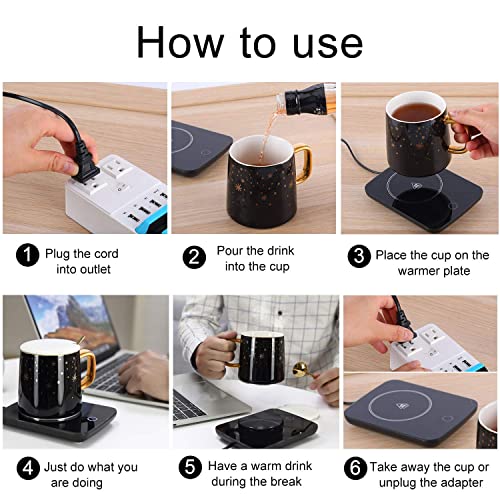 Misby Coffee Warmer for Desk with Auto Shut Off Coffee Mug Warmer,Beverage Cup Warmer for Desk Home Office Use, Coffee Gifts (Black)