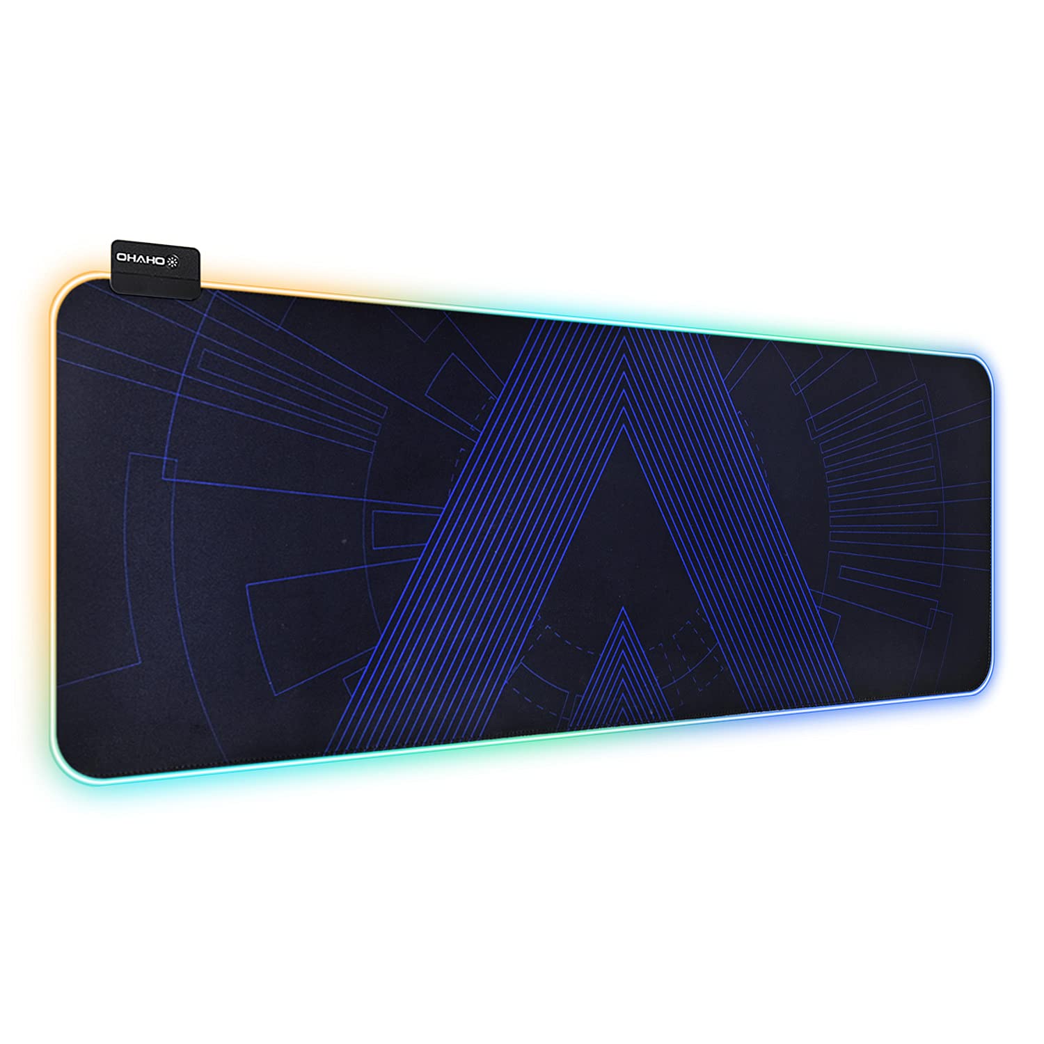 OHAHO RGB Gaming Mouse Pad Large, Over Sized Glowing LED Extended Mouse pad, Non-Slip Rubber Base Computer Keyboard Mouse Mat (Blue 31.5" x 11.8")