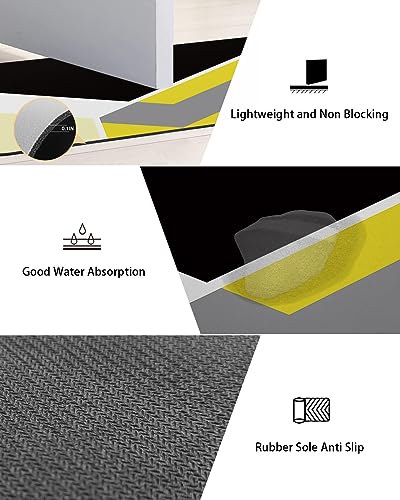 Gogobebe Super Absorbent Diatom Mud Mat Abstract Yellow Geometric Texture Quick-Drying Thin Bath Mat Non-Slip Bathtub Mat Anti-Skid Rubber Bathroom Shower Mat 16x24in