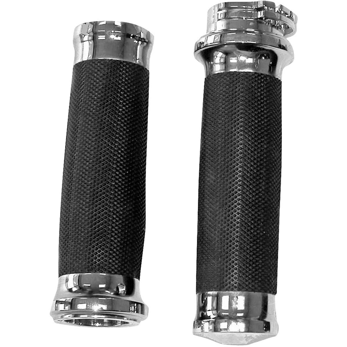 Bikers Choice Chrome Tornado Grips for Harley Davidson dual cable with 1 inch h - One Size