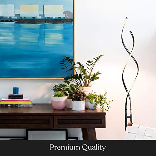 Brightech Embrace Dimmable LED Floor Lamp β Modern Spiral Adjustable Standing Lamp for Living Rooms & Offices β 2-in-1 Tall End Table Lamp for Bedroom Reading - Black