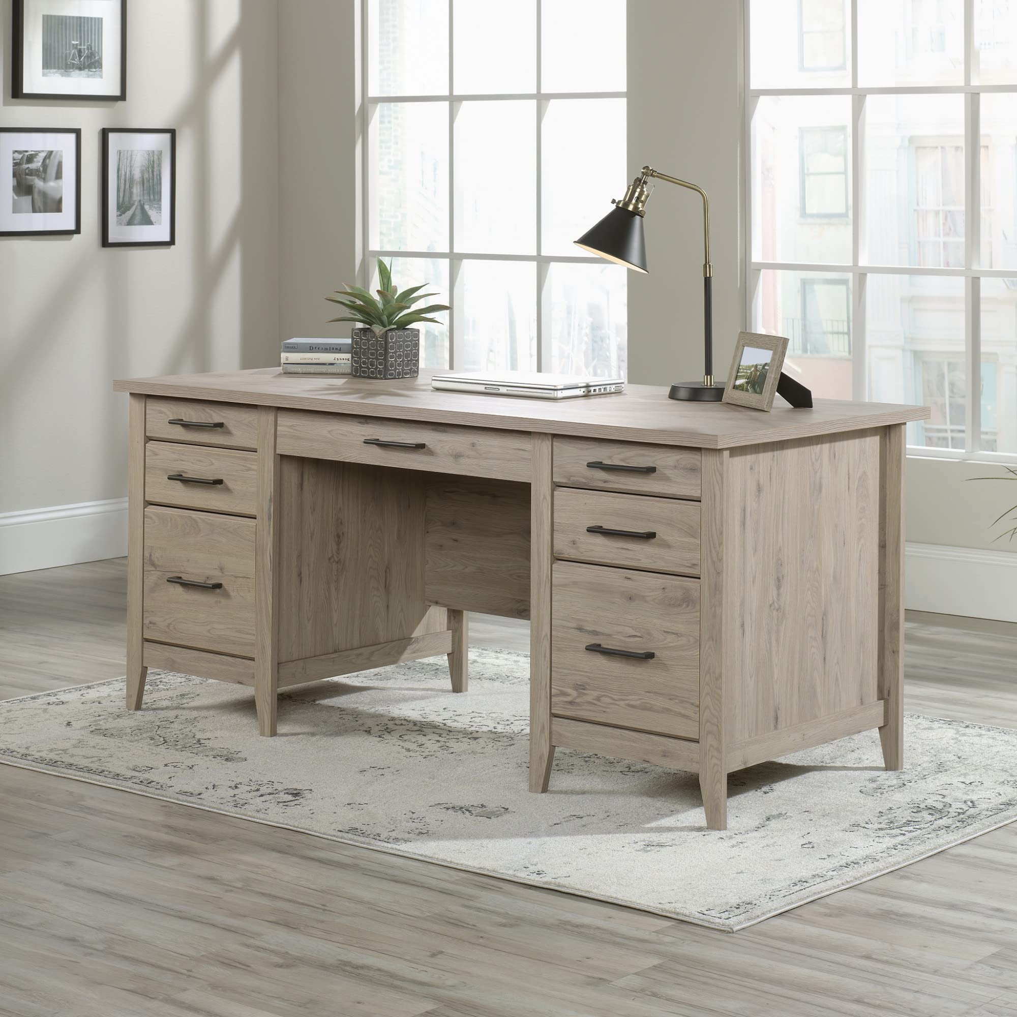 SauderĀ® Summit Station 66"W Executive Computer Desk, Laurel Oak