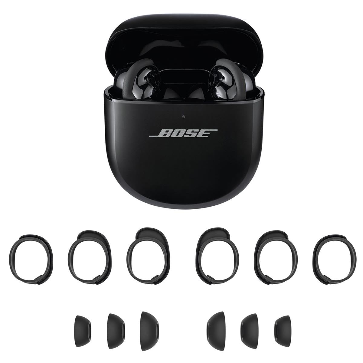 Bose QuietComfort Ultra True Wireless Bluetooth Adjustable Noise Cancelling Earbuds, Spatial Audio, Up to 6 Hours of Play Time, Black Bundle with Fit Kit