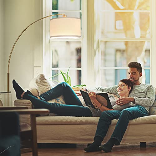 Brightech Logan Arc Floor Lamp, Bright Standing Lamp for Living Rooms, Offices & Bedrooms, Modern Living Room Décor, Tall Hanging Floor Lamp for Reading and More – Gold/Brass
