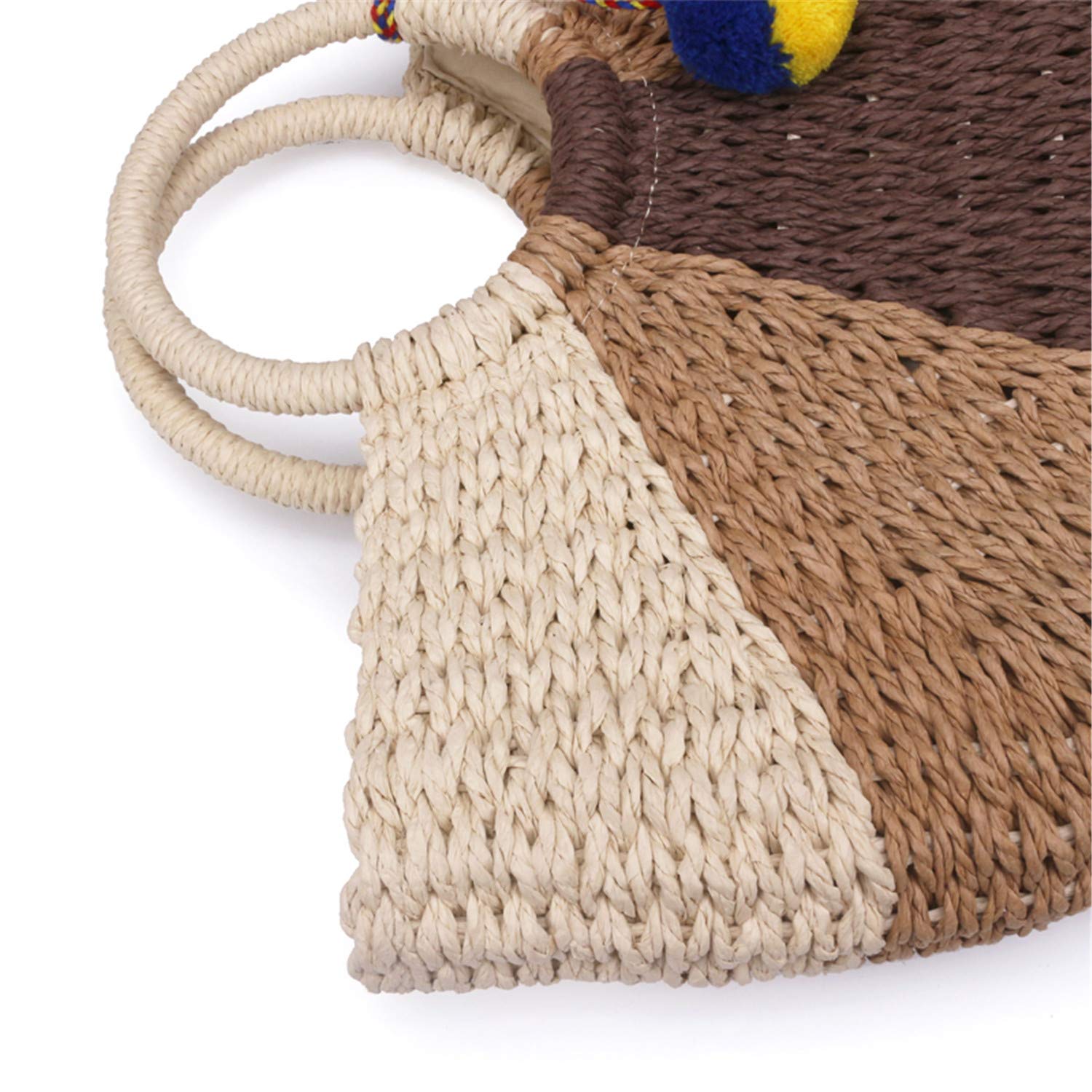 New large retro straw bag classic semi-circle transition color paper rope woven bag picture big